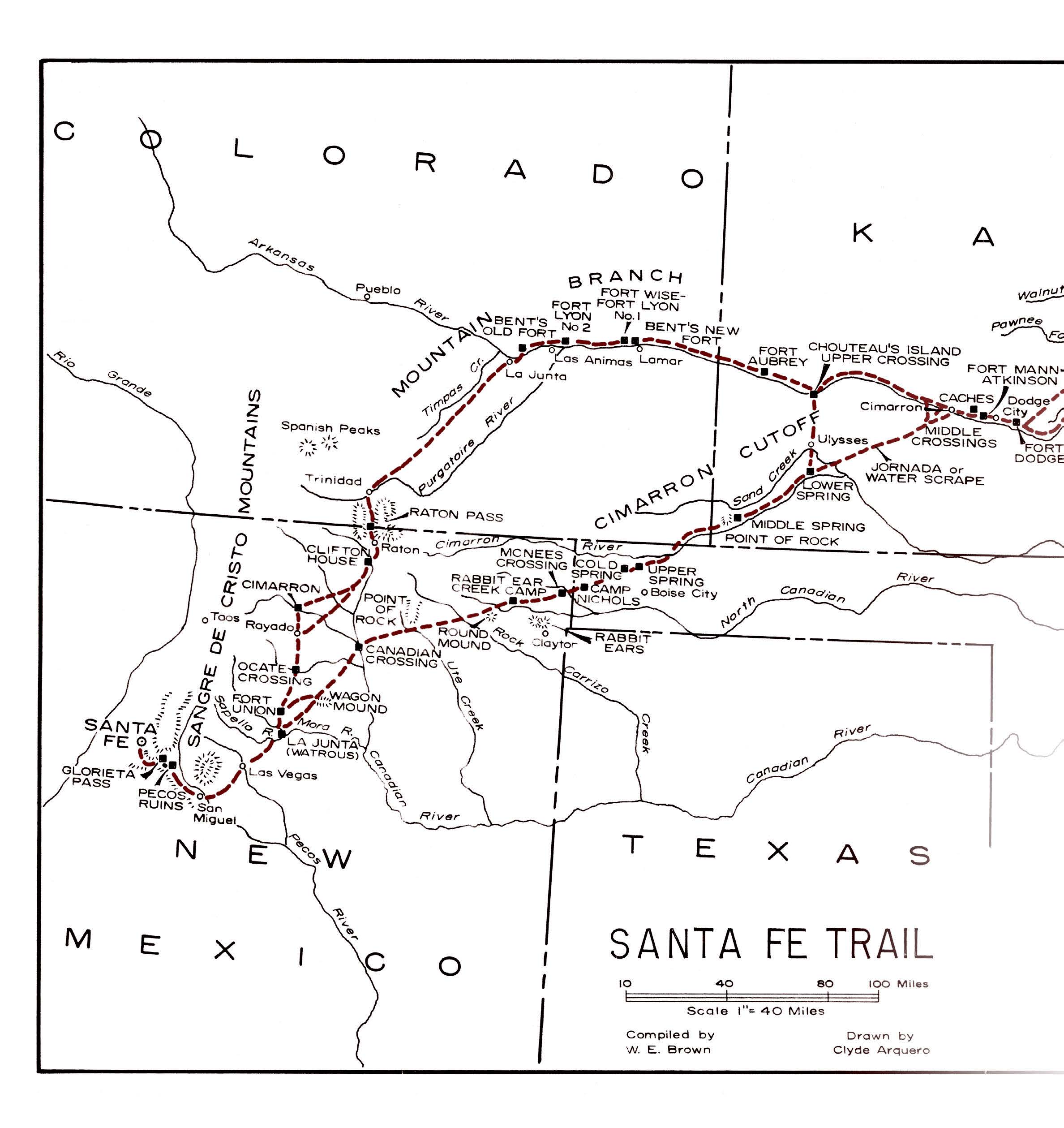 Map of the Santa Fe National Historic Trail, 1963. Creator: W. E. Brown ...