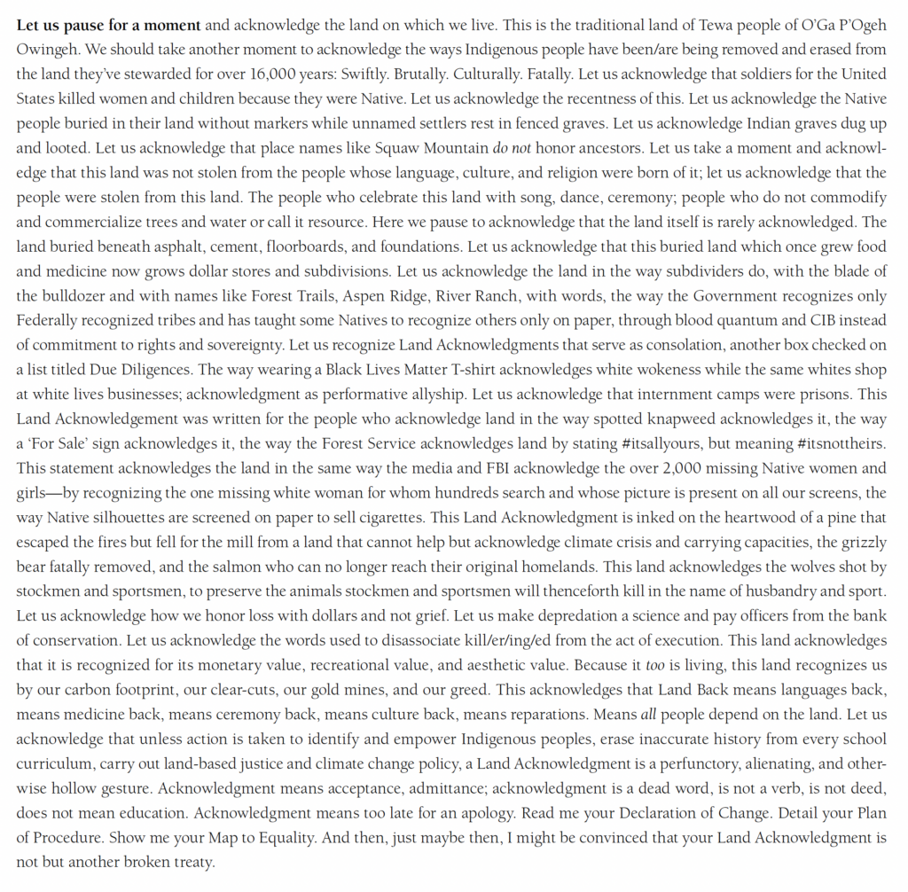 A poem to acknowledge that the land itself — along with the people ...